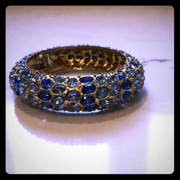 Jewelry | Jeweled Blue Bangle Bracelet | Poshmark
